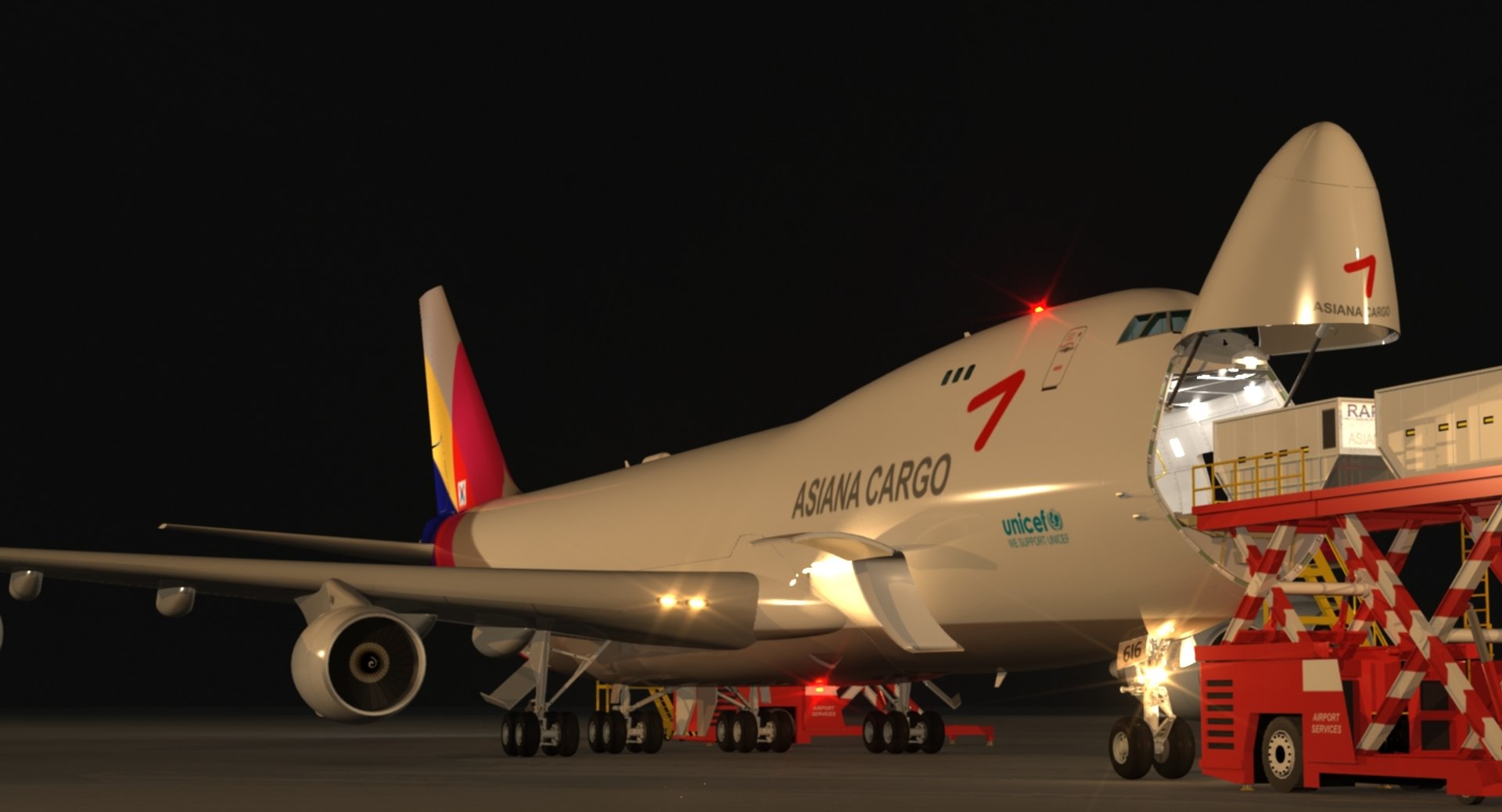 3d Scene Loading Operation Boeing 747-400