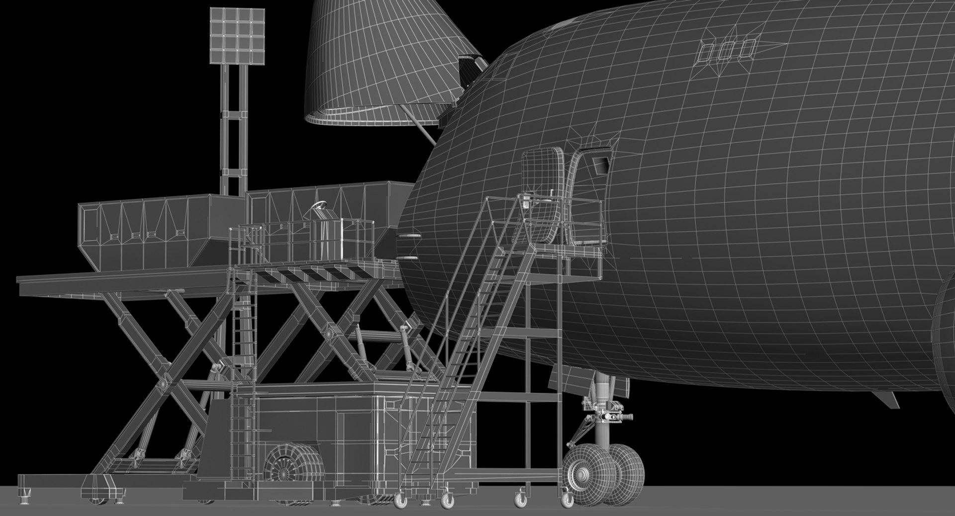 3d Scene Loading Operation Boeing 747-400
