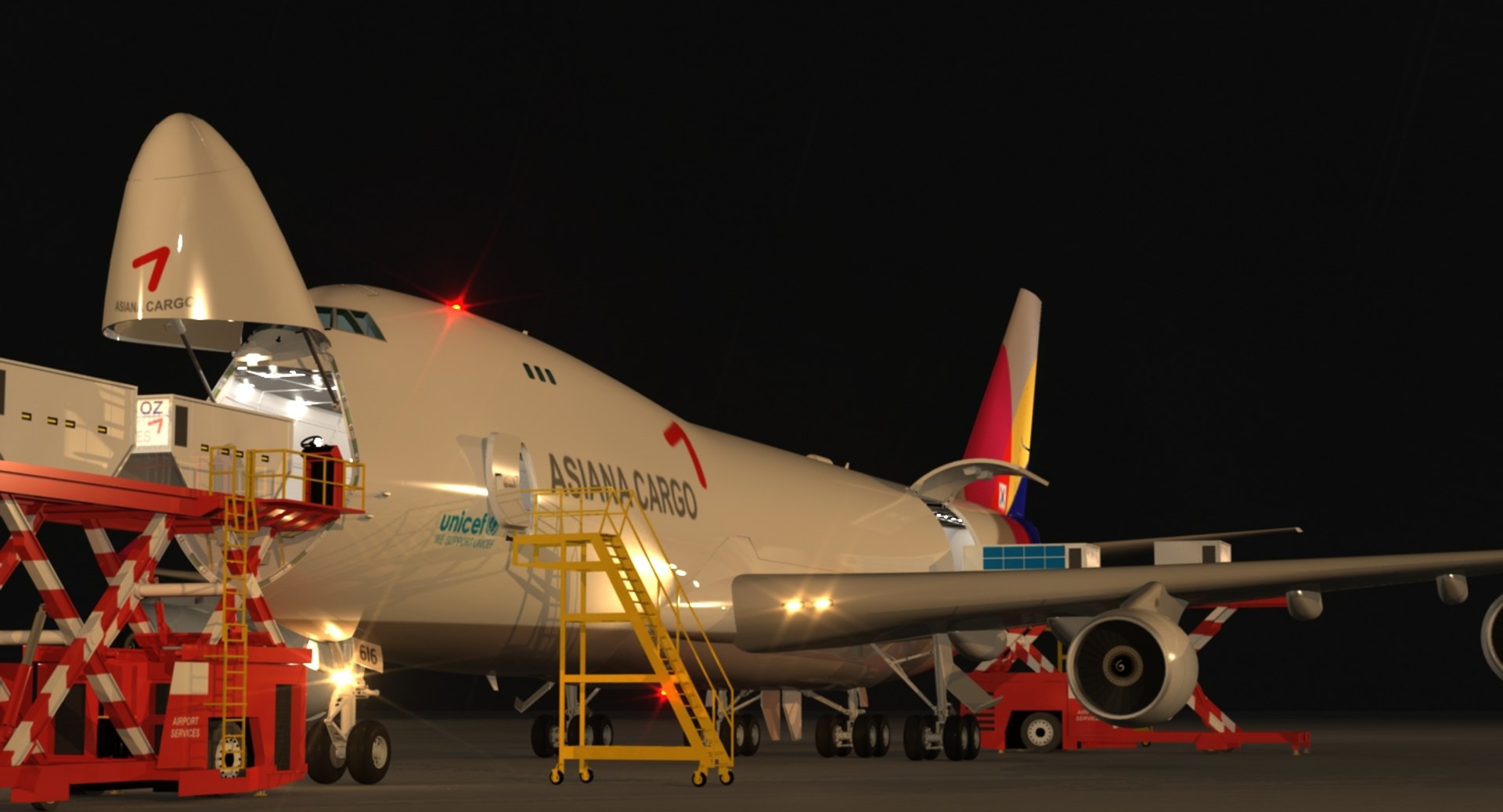 3d Scene Loading Operation Boeing 747-400