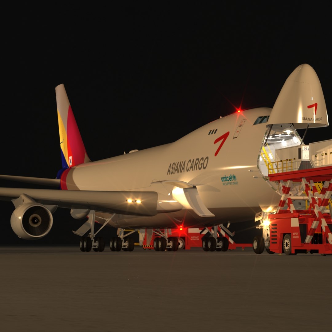 3d scene loading operation boeing 747-400