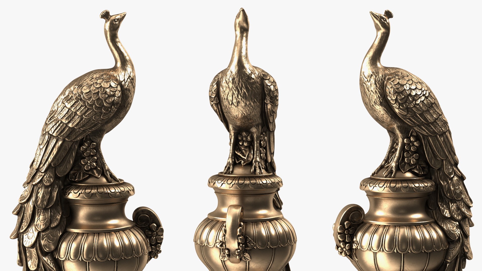 Peacock Cast Bronze model - TurboSquid 2027738