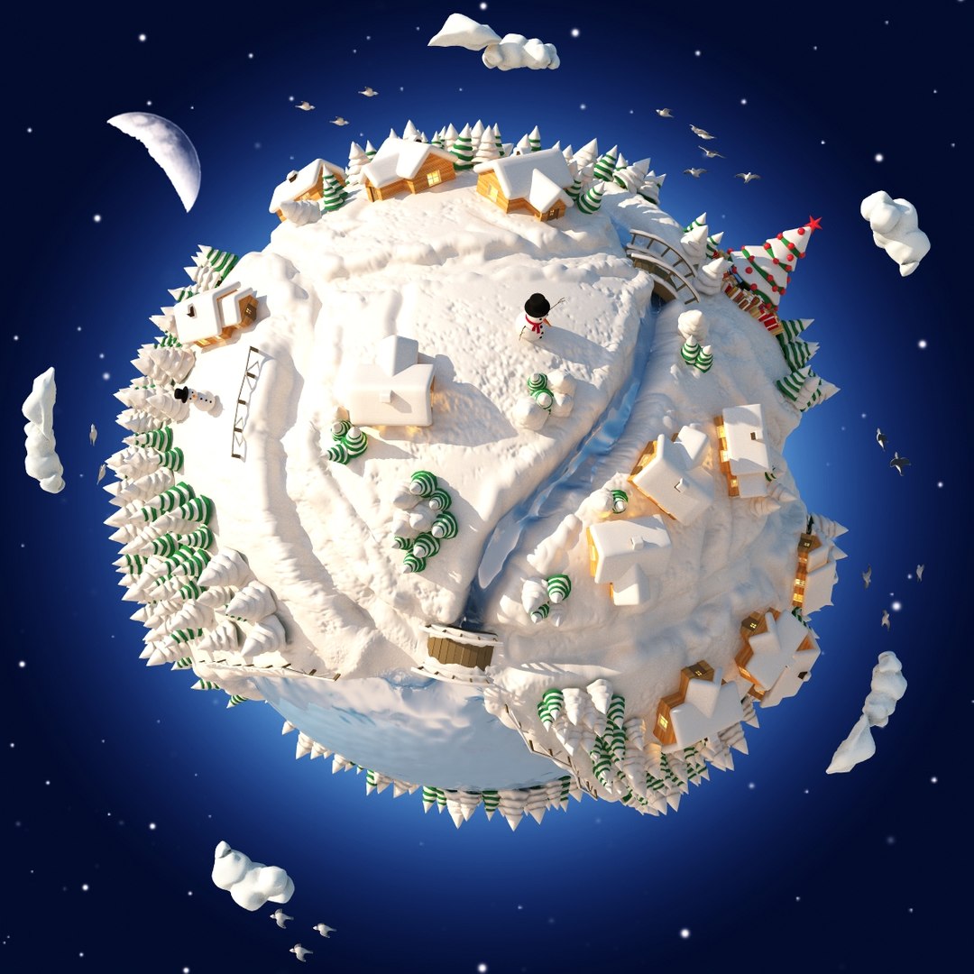 3d Cartoon Planets Model