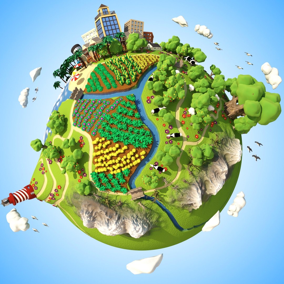 3d Cartoon Planets Model