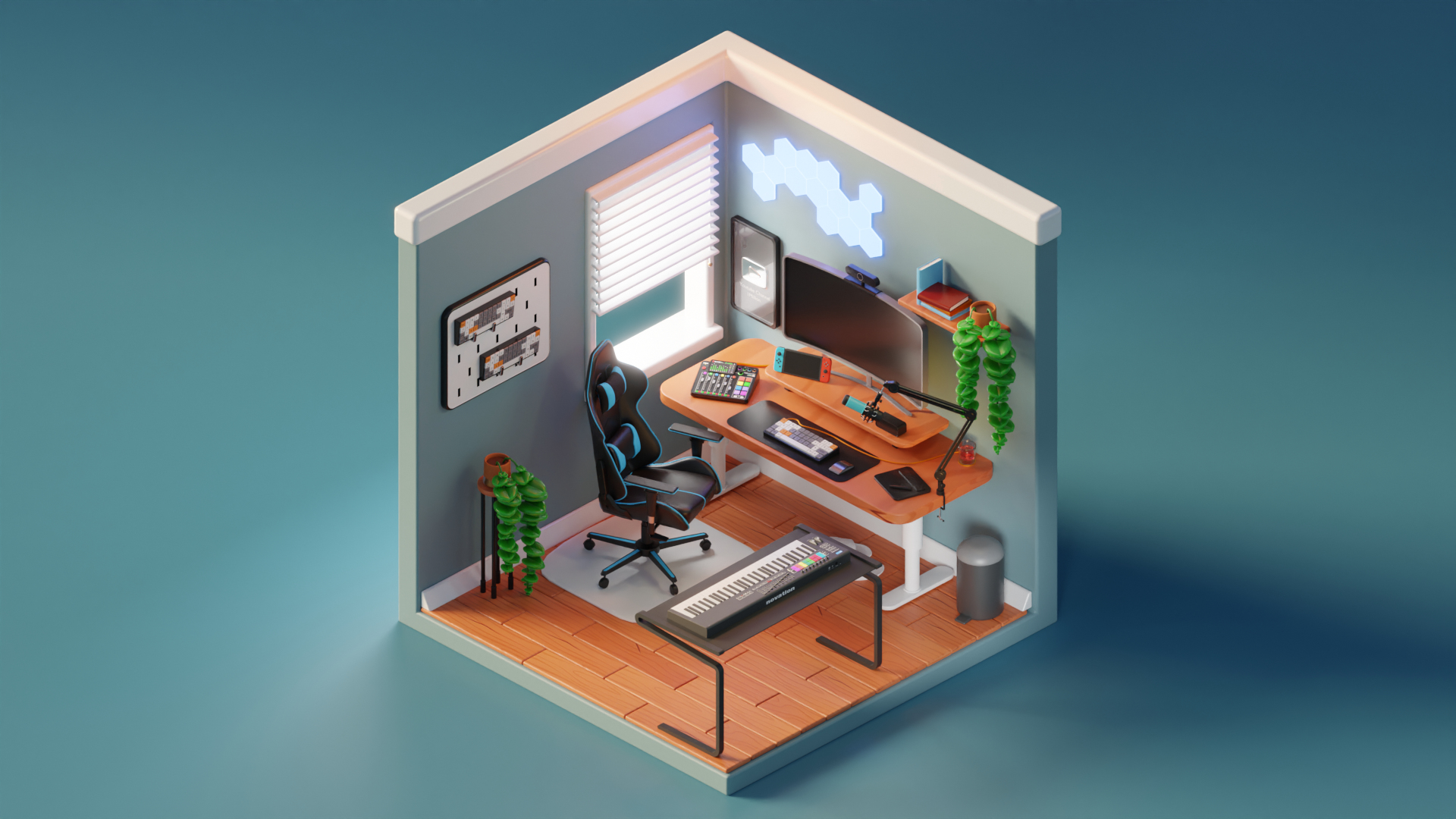 Isometric Bethroom Gamer Stream 3D - TurboSquid 2263141