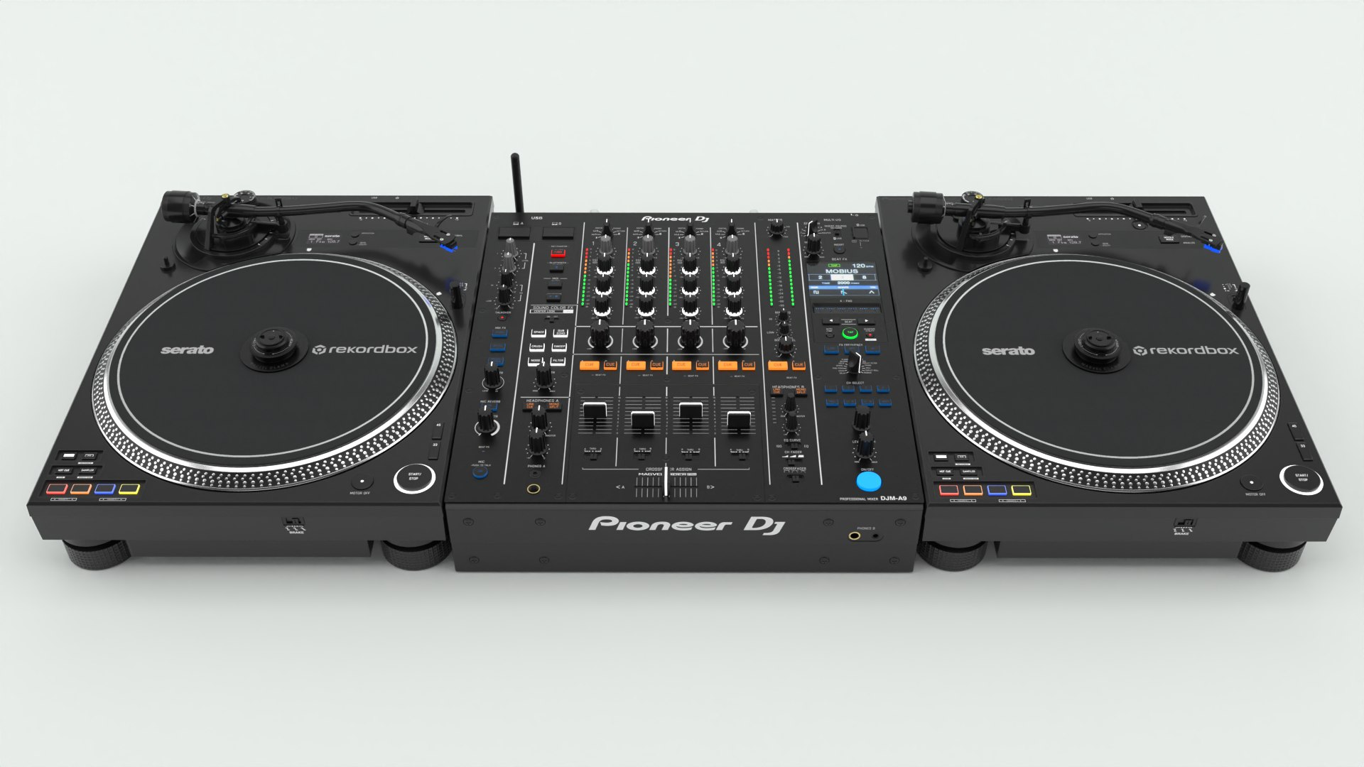 Professional DJ Pioneer Turntable PLX-CRSS12 And Mixer DJM-A9 3D Model ...