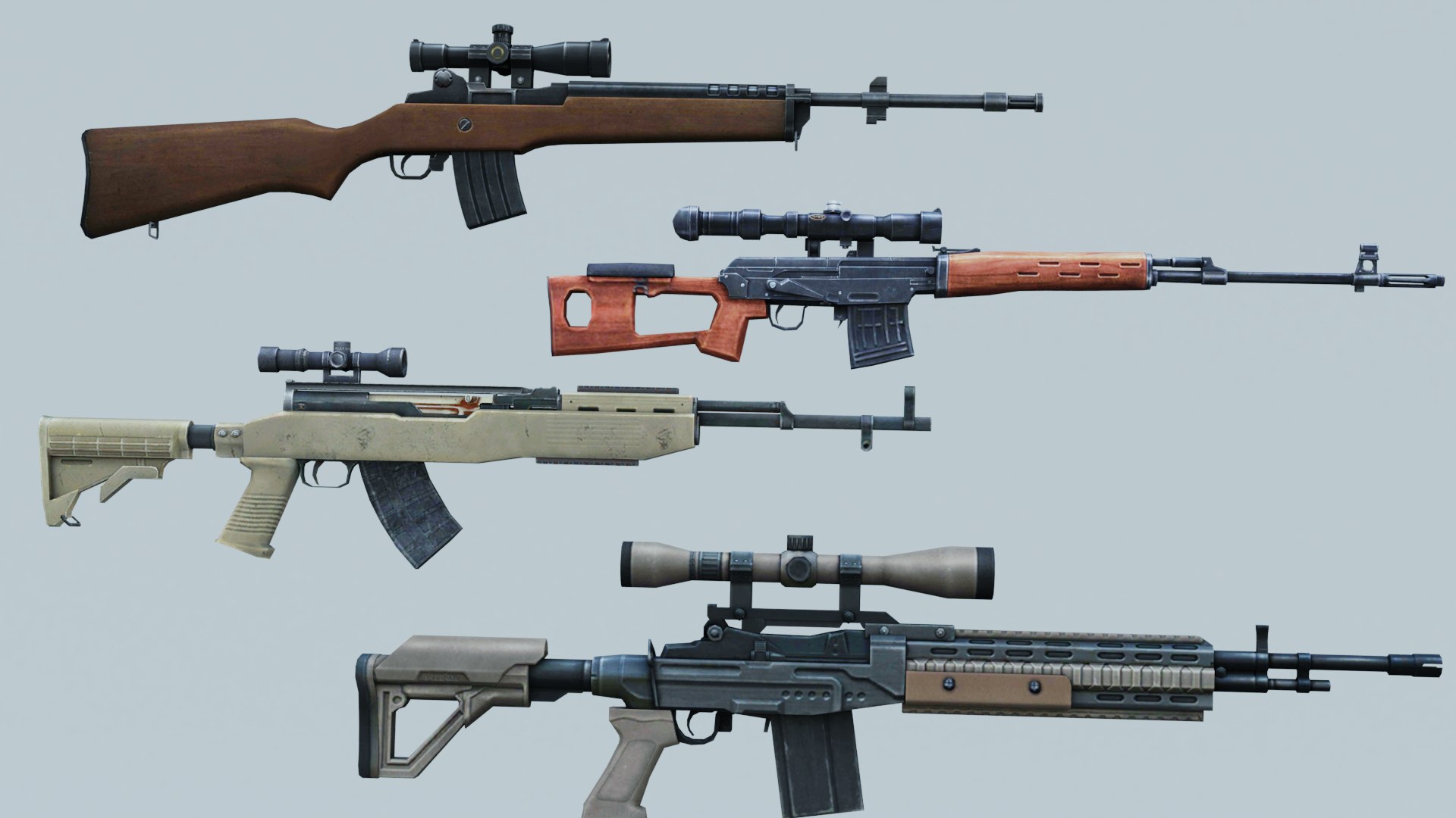 Weapon Marksman Rifle Woodpecker AC80 SKS SVD 3D Model - TurboSquid 1819867