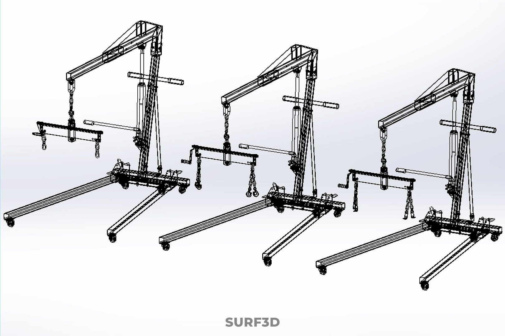 3D STANDARD CRANE ENGINE HOIST LIFT HYDRAULIC LEVELER BALANCER LOAD ...