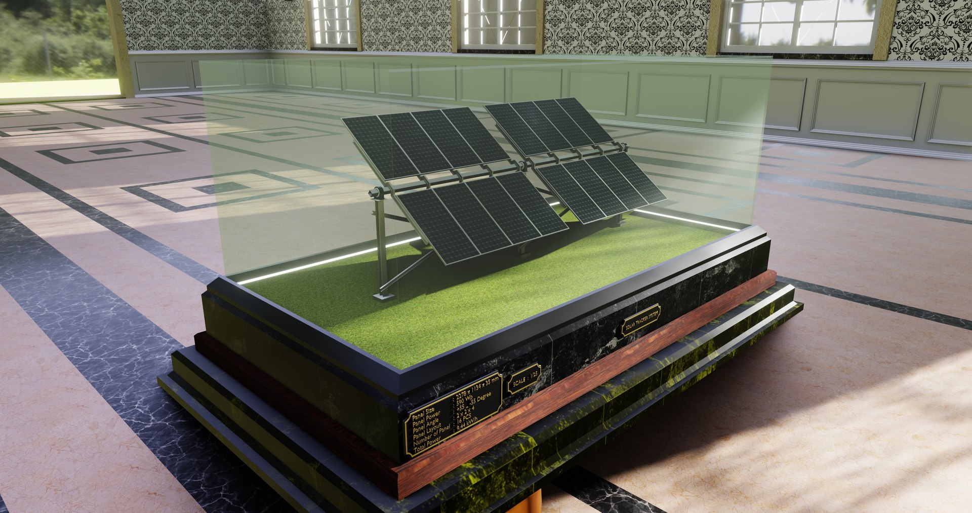 3D Solar Energy Double Panel Tracker System 2x2x4 Diorama Model ...