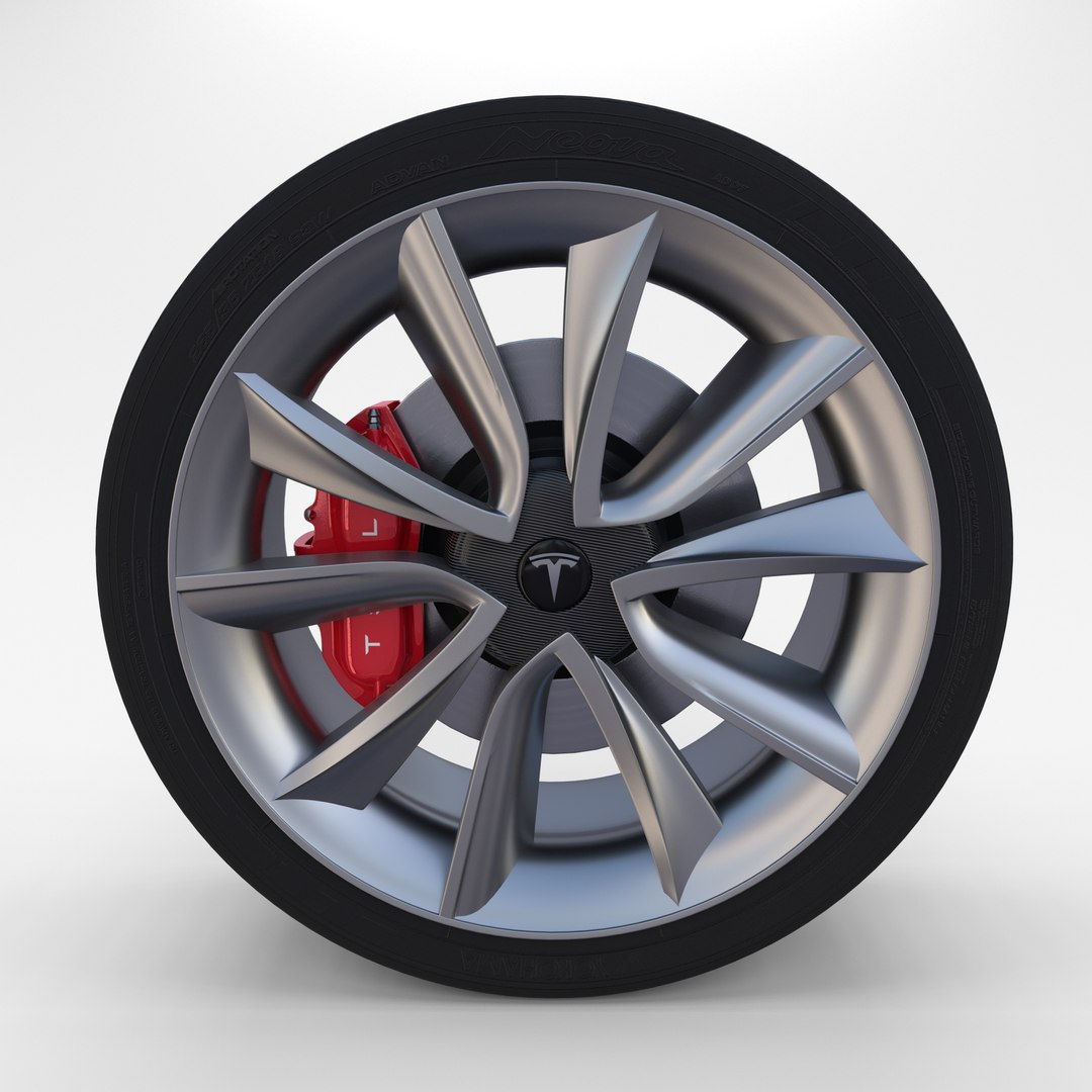 3d Tesla 3 Wheel Model