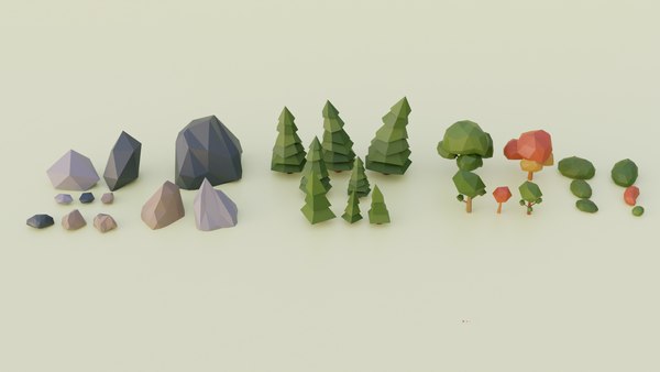 Low Poly Trees Rocks and Bushes Asset Pack 3D model - TurboSquid 1985203