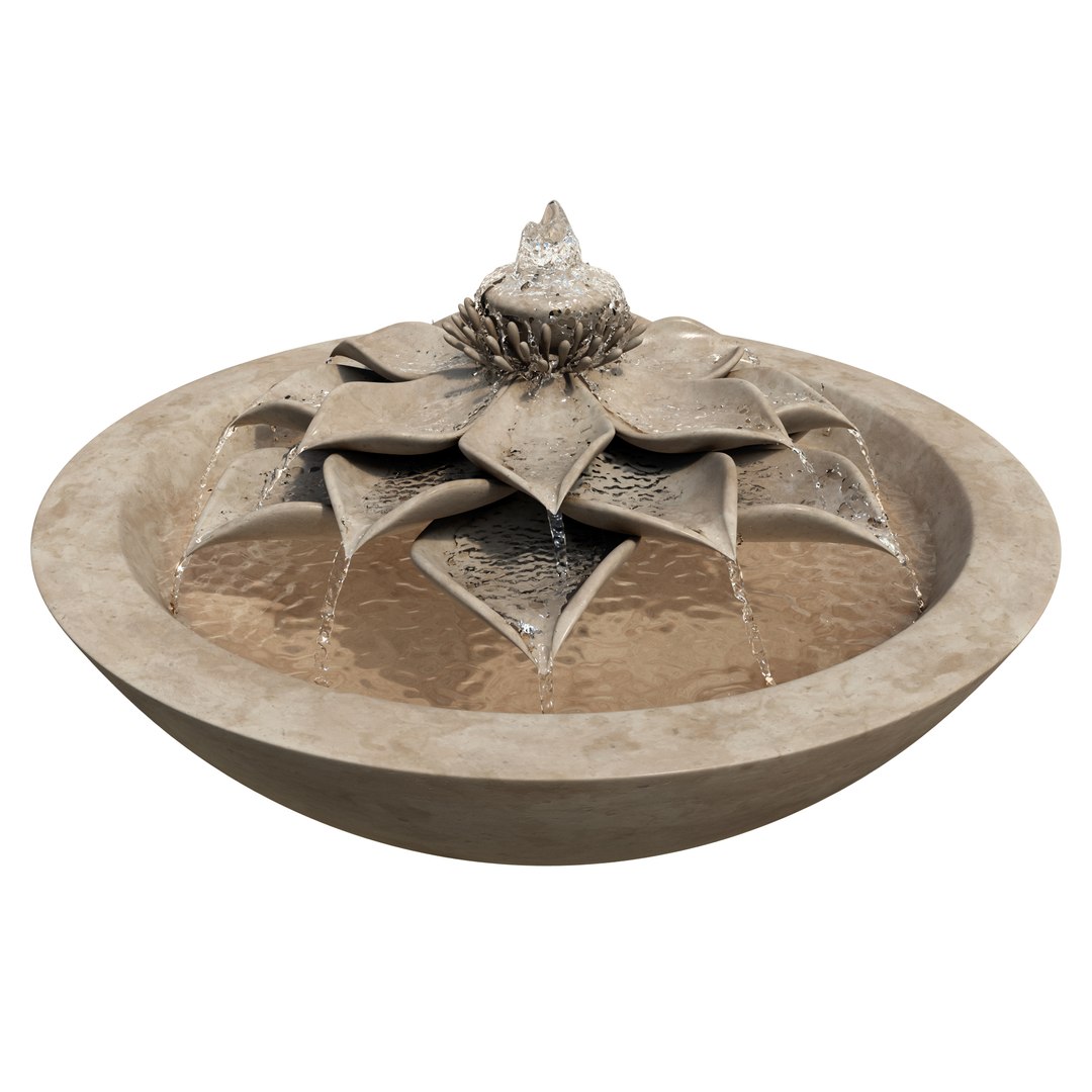 3D Lotus Flower Bowl Fountain - TurboSquid 2082184