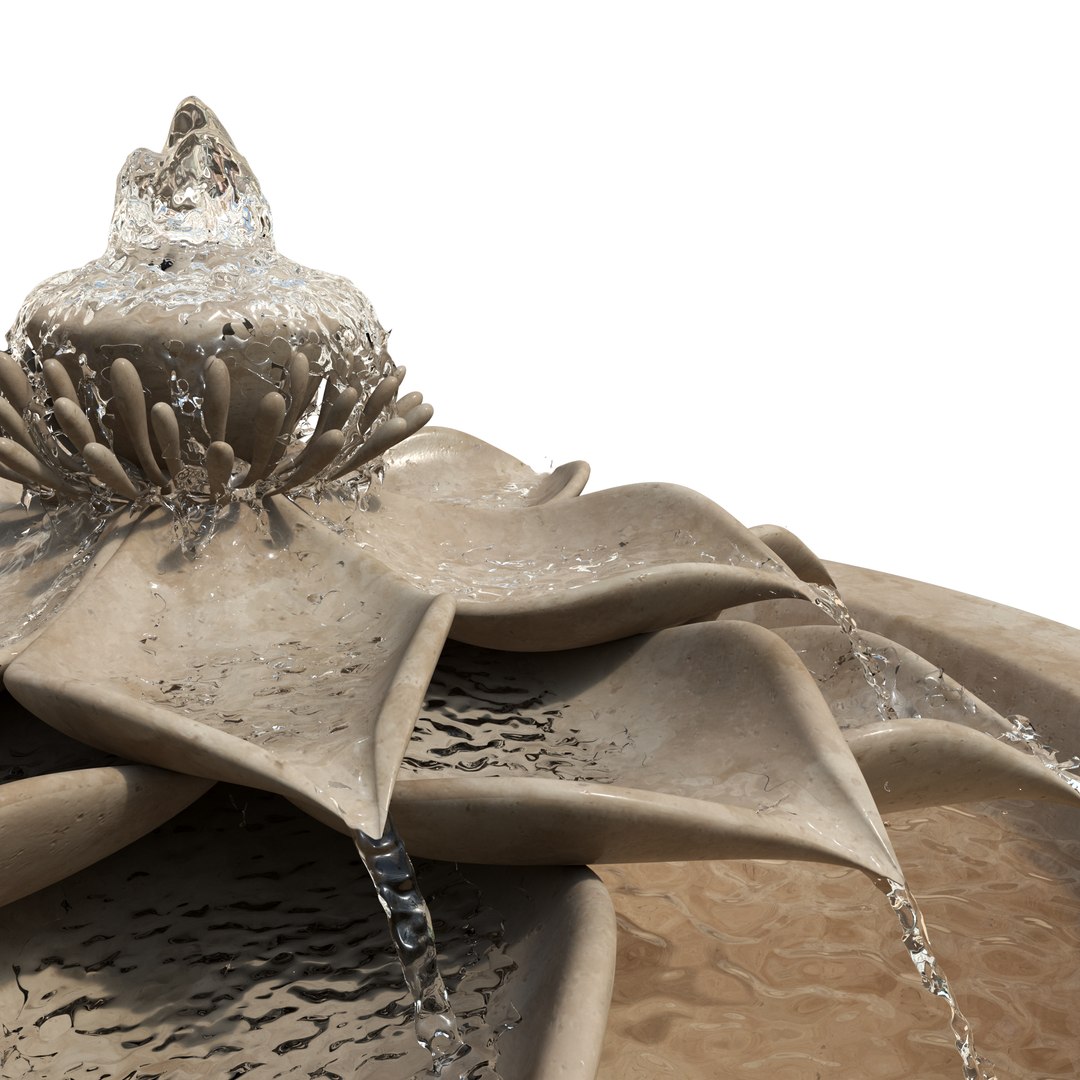 3D Lotus Flower Bowl Fountain - TurboSquid 2082184