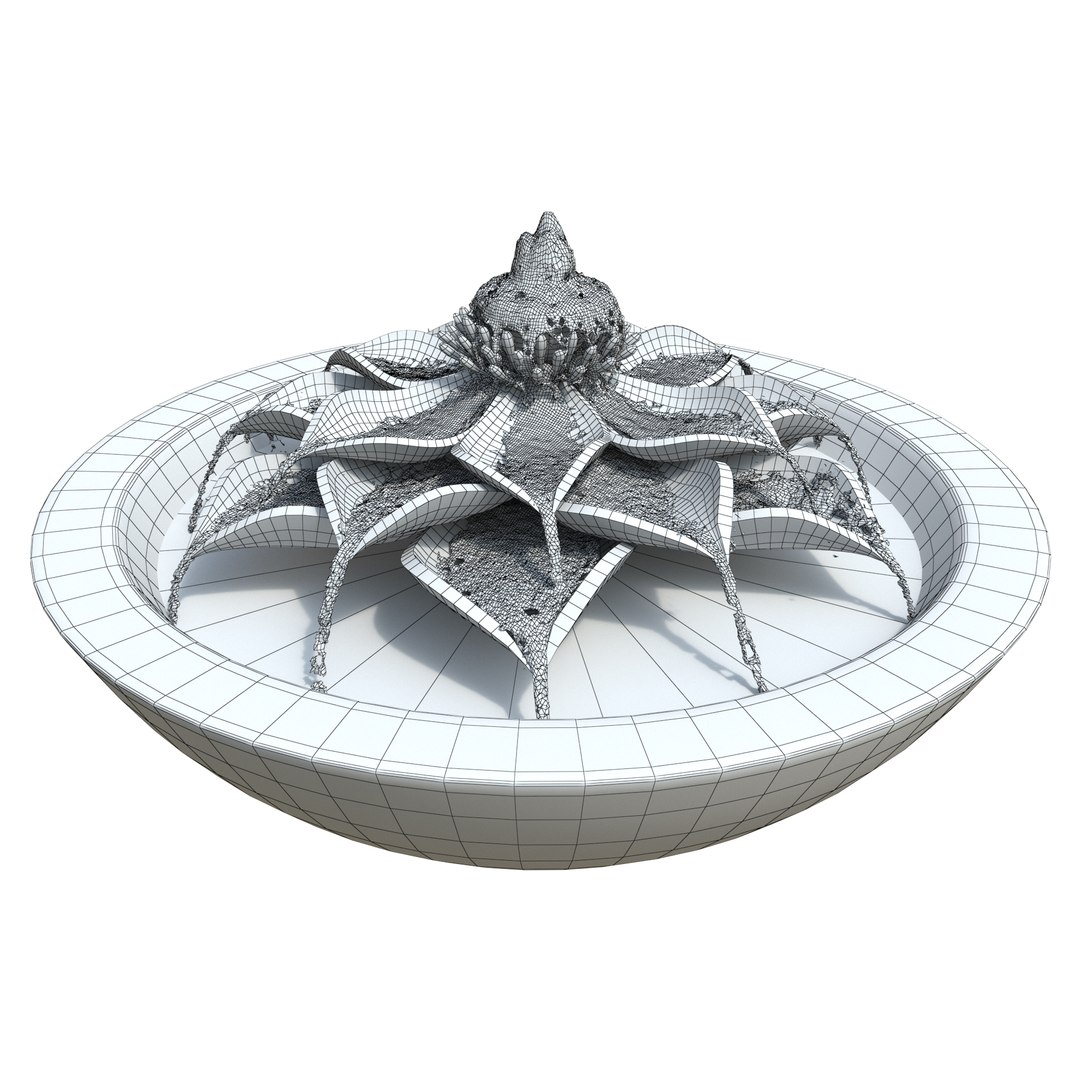 3D Lotus Flower Bowl Fountain - TurboSquid 2082184