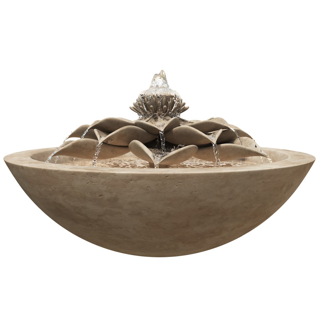 3D Lotus Flower Bowl Fountain - TurboSquid 2082184