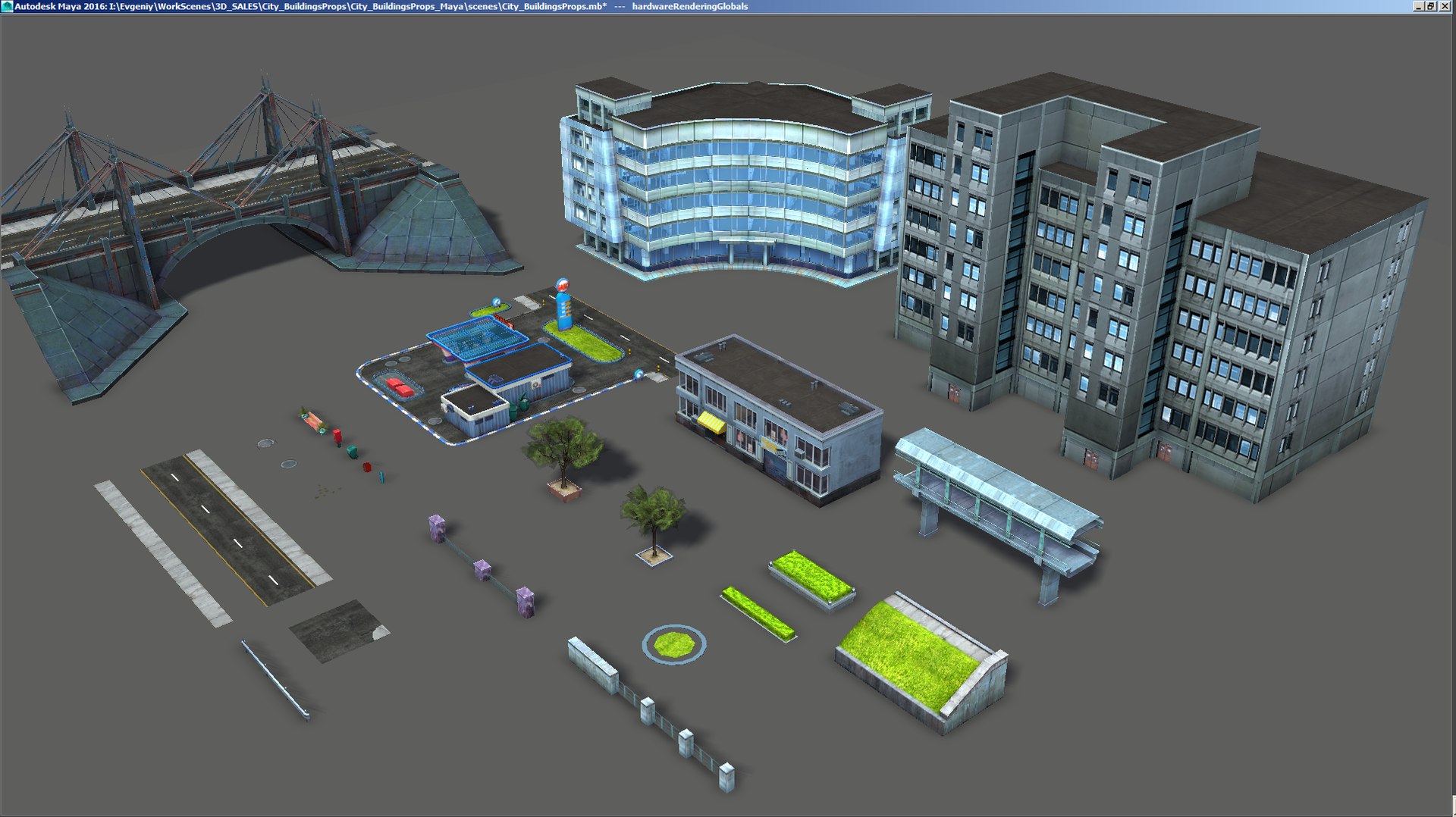 3D pack city buildings props model - TurboSquid 1484681