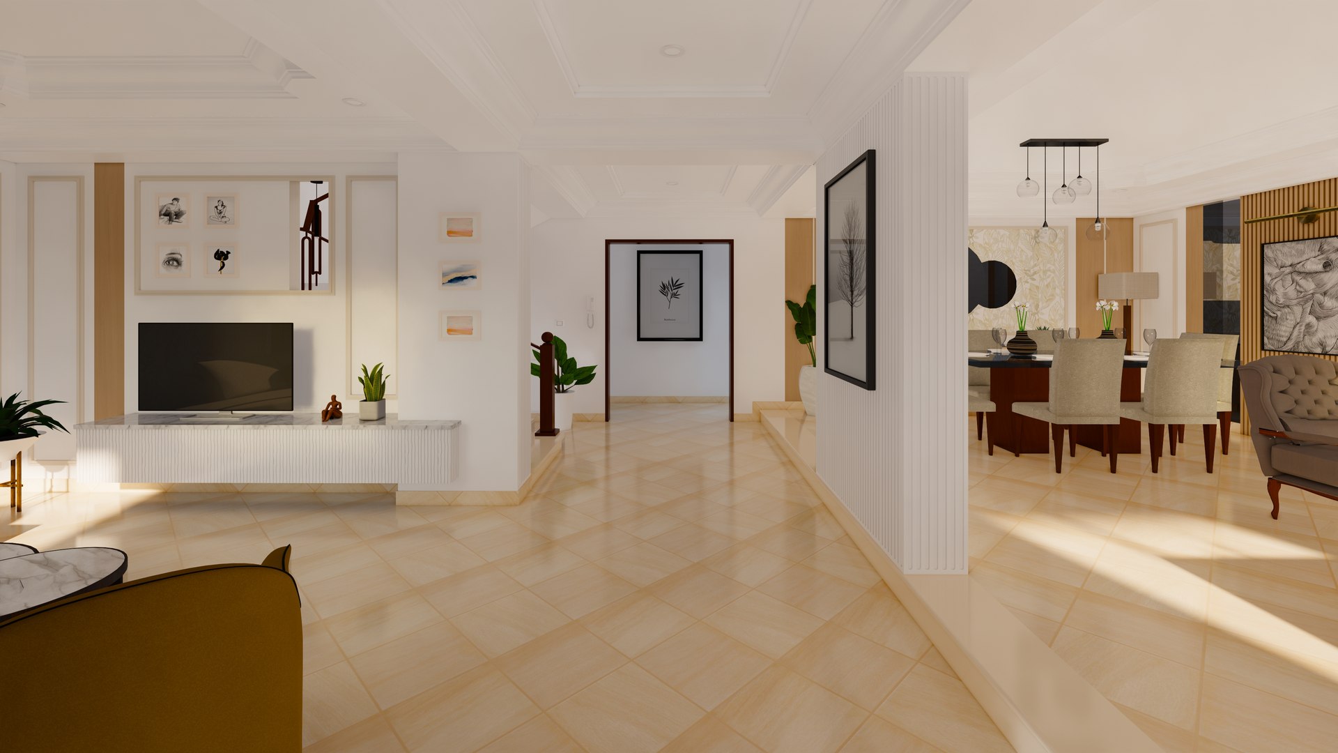 Sitting-dining-living room 3D model - TurboSquid 2086086