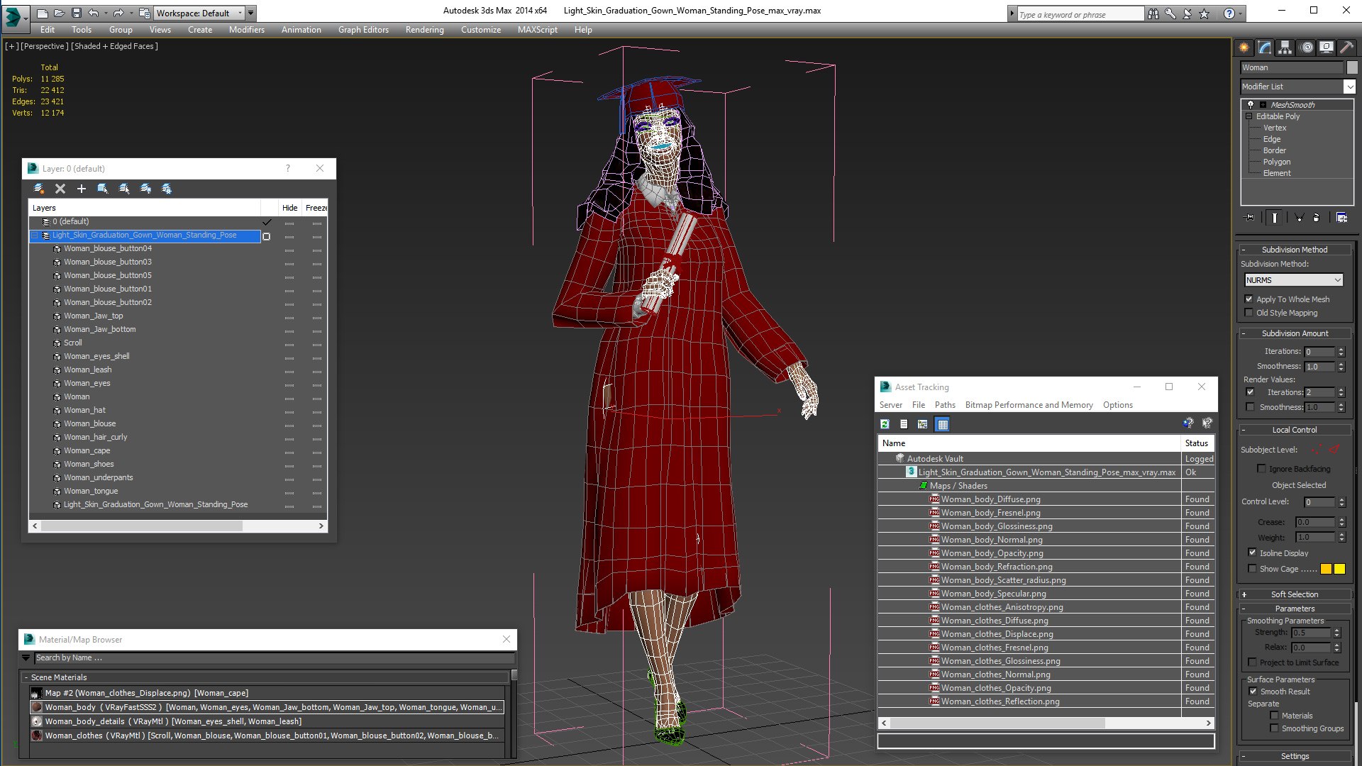 Light skin graduation gown 3D model - TurboSquid 1659497