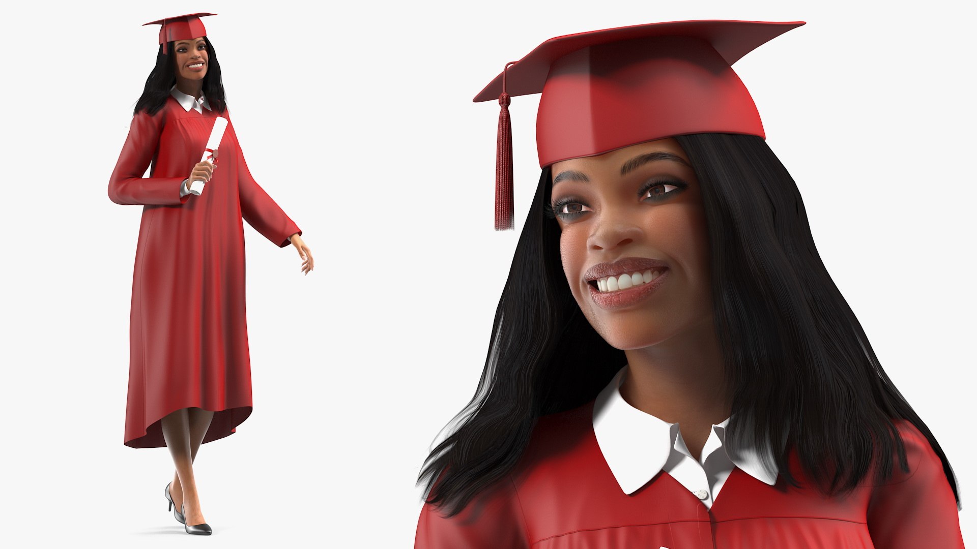 Light Skin Graduation Gown 3D Model - TurboSquid 1659497