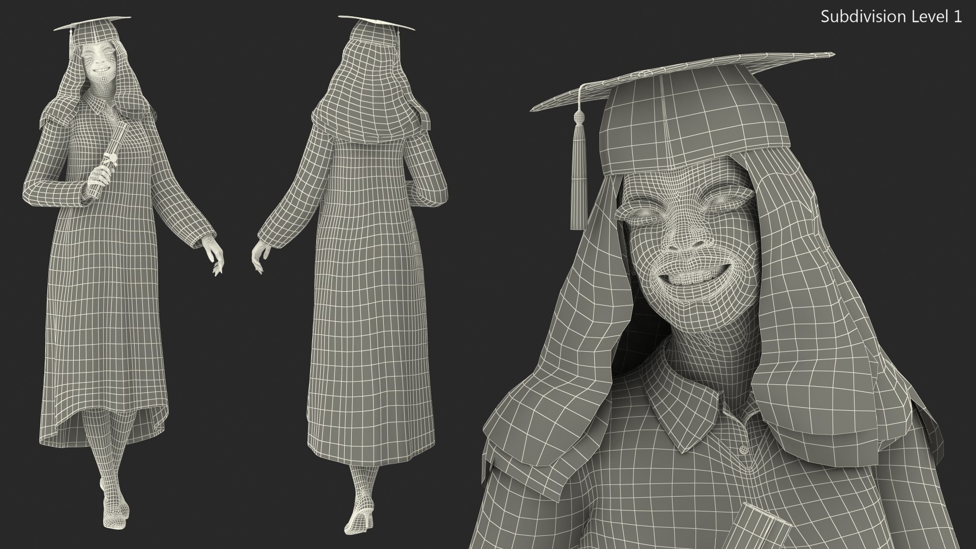 Light skin graduation gown 3D model - TurboSquid 1659497