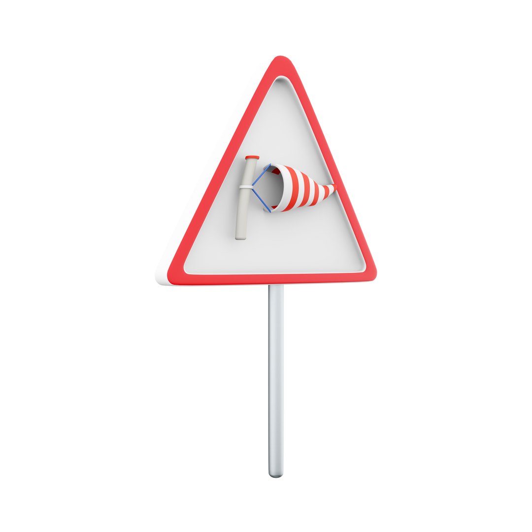 3D 3d Sudden Side Cross Winds Likely Ahead Road Sign Model - TurboSquid ...
