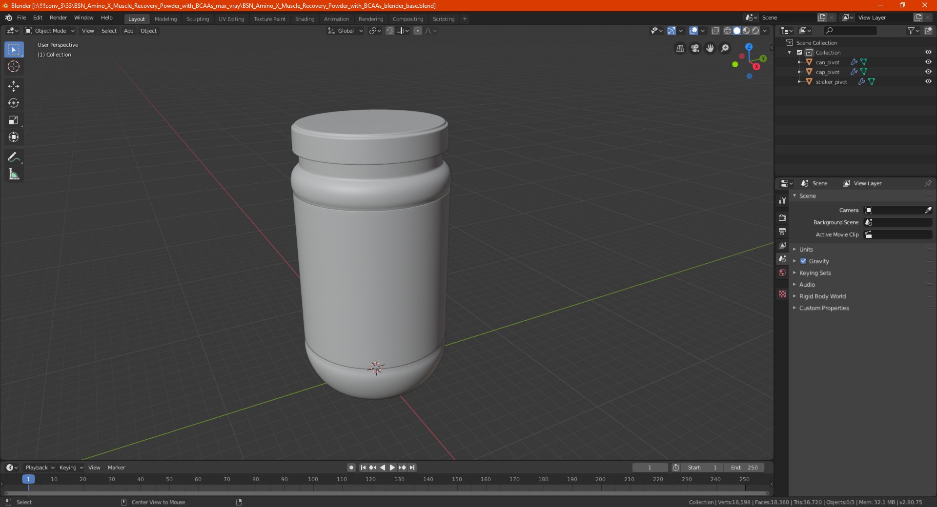 3D BSN Amino X Muscle Recovery Powder with BCAAs model - TurboSquid 1768459