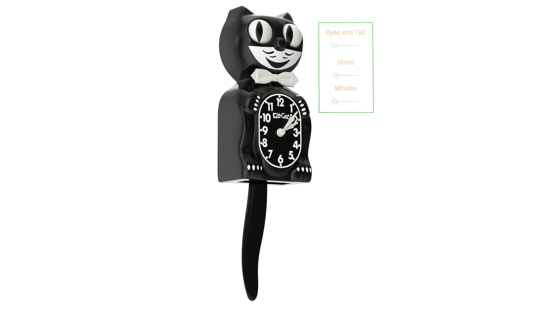 3D Classic Black Kit Cat Clock Rigged model - TurboSquid 2069310
