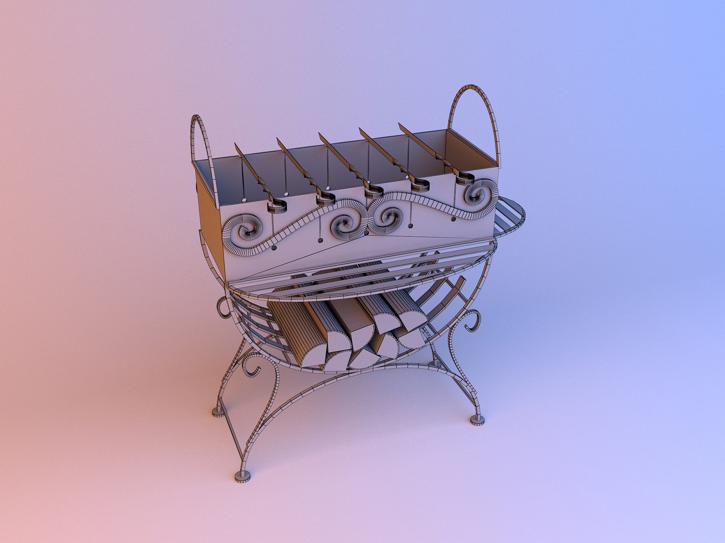 3D Barbecue grill brazier model - TurboSquid 1806892