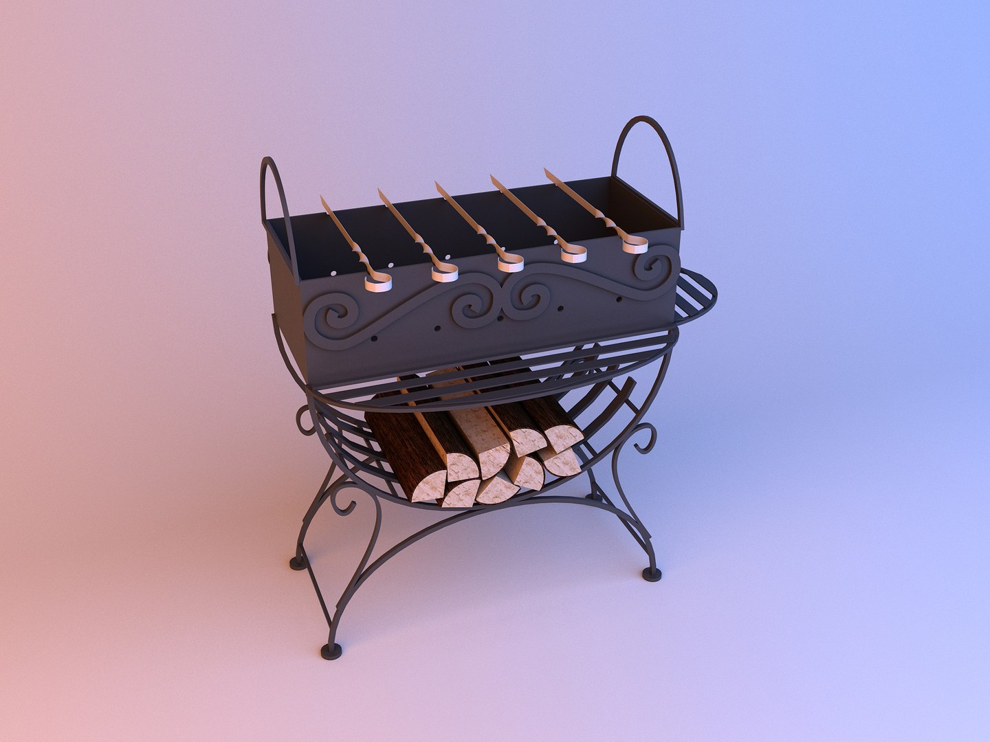 3D Barbecue Grill Brazier Model - TurboSquid 1806892