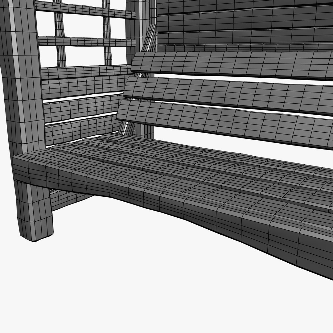 3d Model Of Wooden Garden Seat