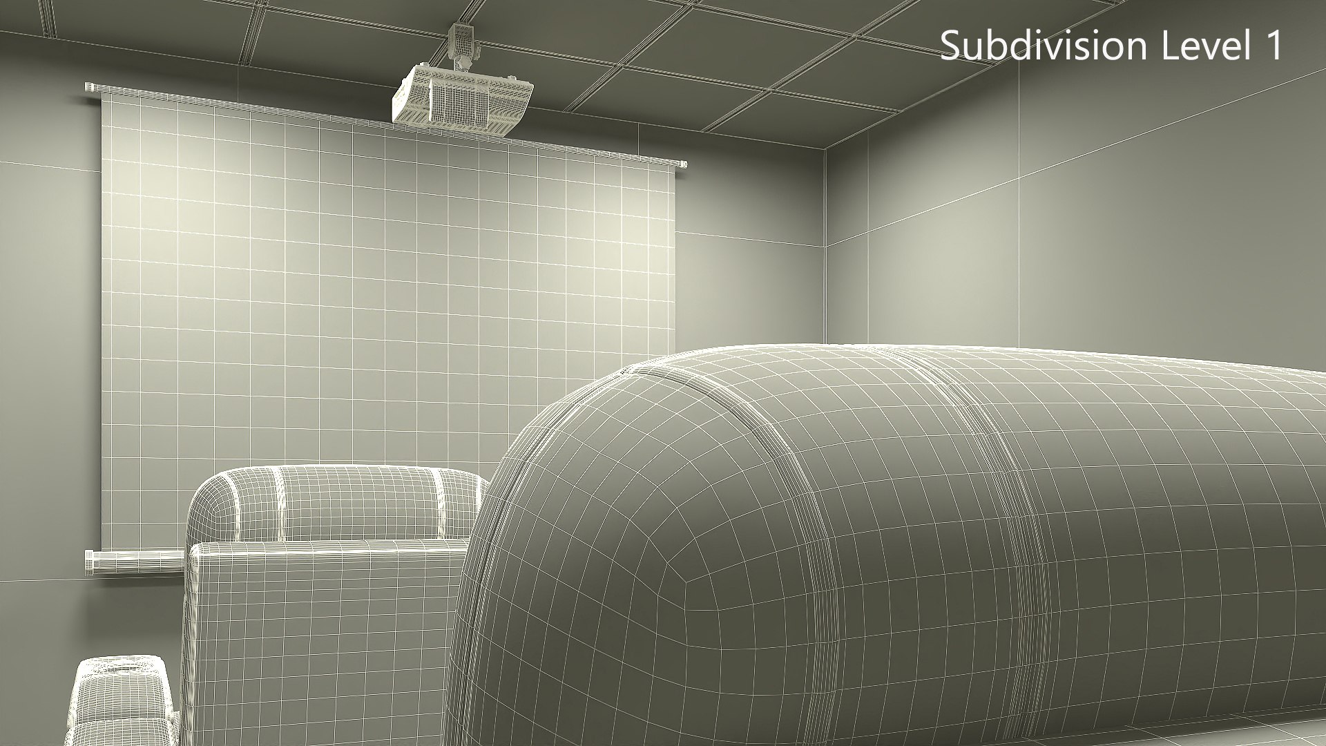 Home Theater Interior With Projector And Reclining Seats 3D Model ...