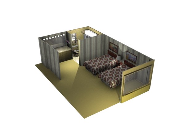 retro motel room 3d max