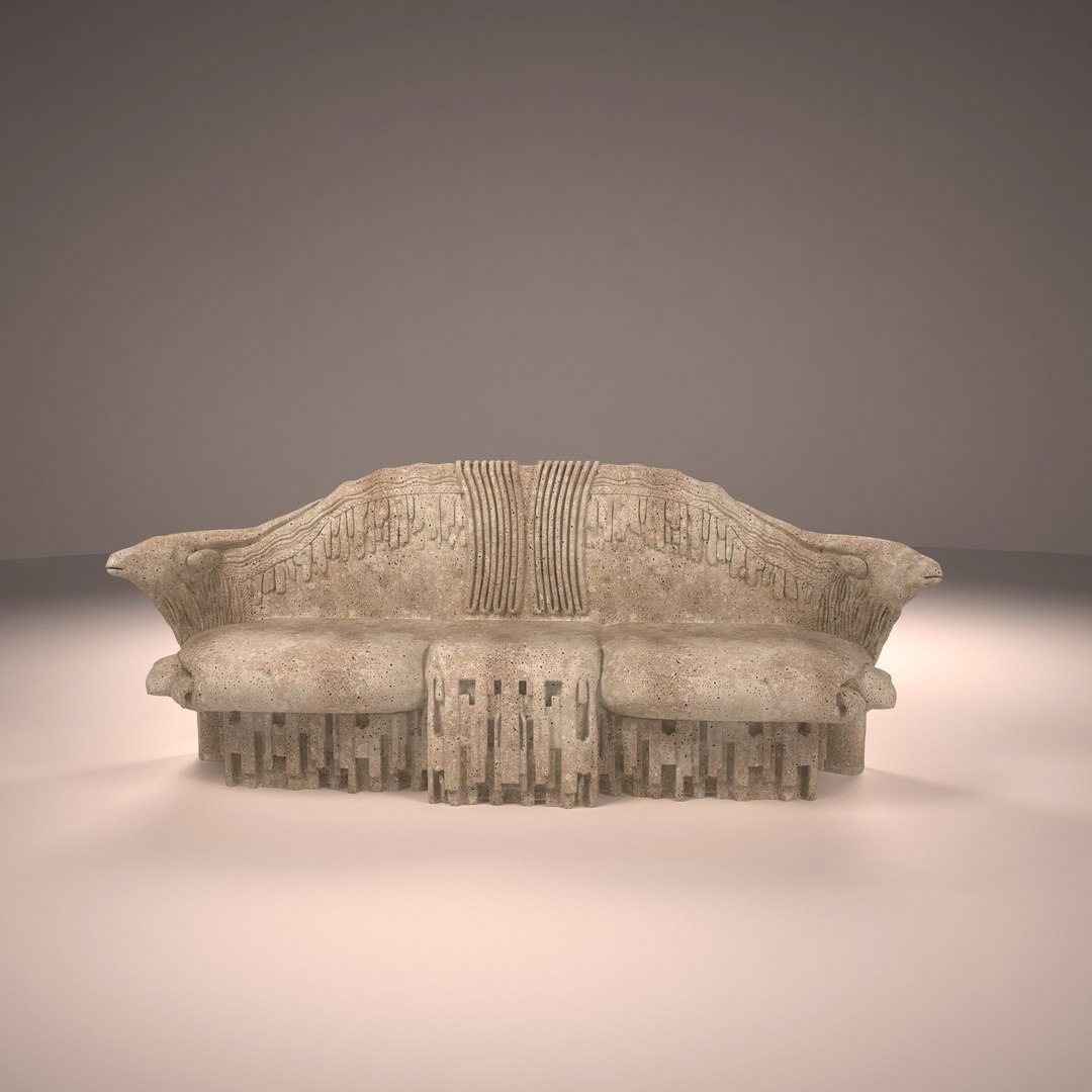 Old Stone Bench 3d Model