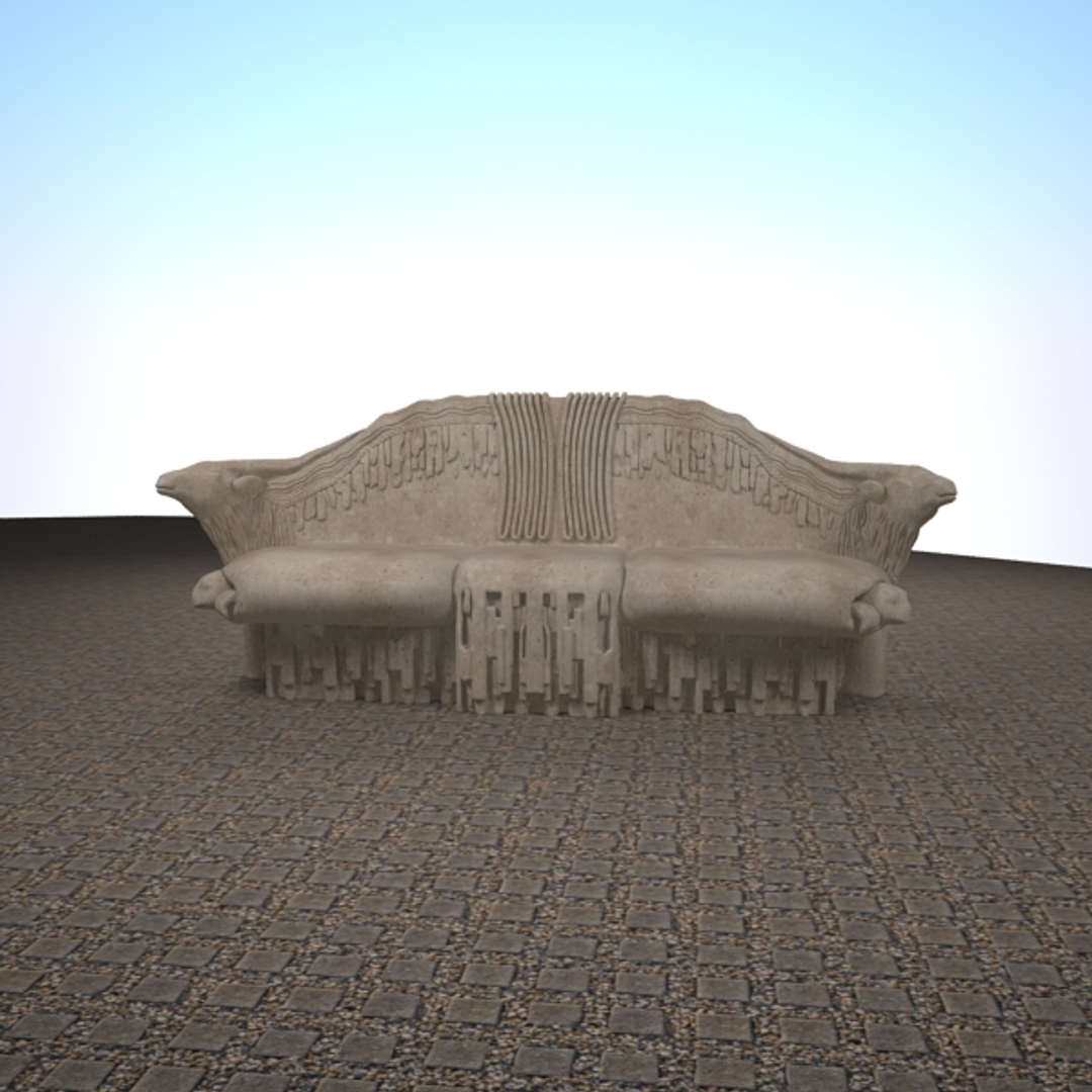 Old Stone Bench 3d Model