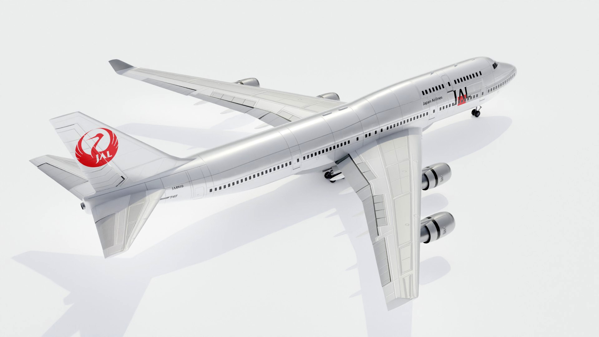 3d Model 747-400 Airliner Jal 747 Jumbo
