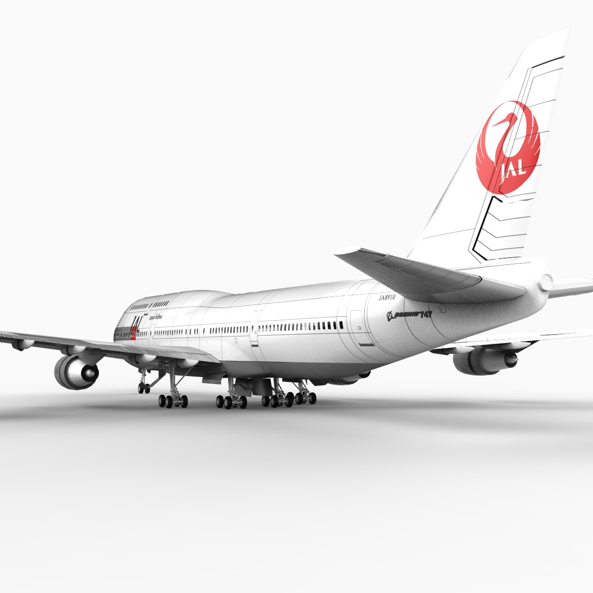 3d model 747-400 airliner jal 747 jumbo