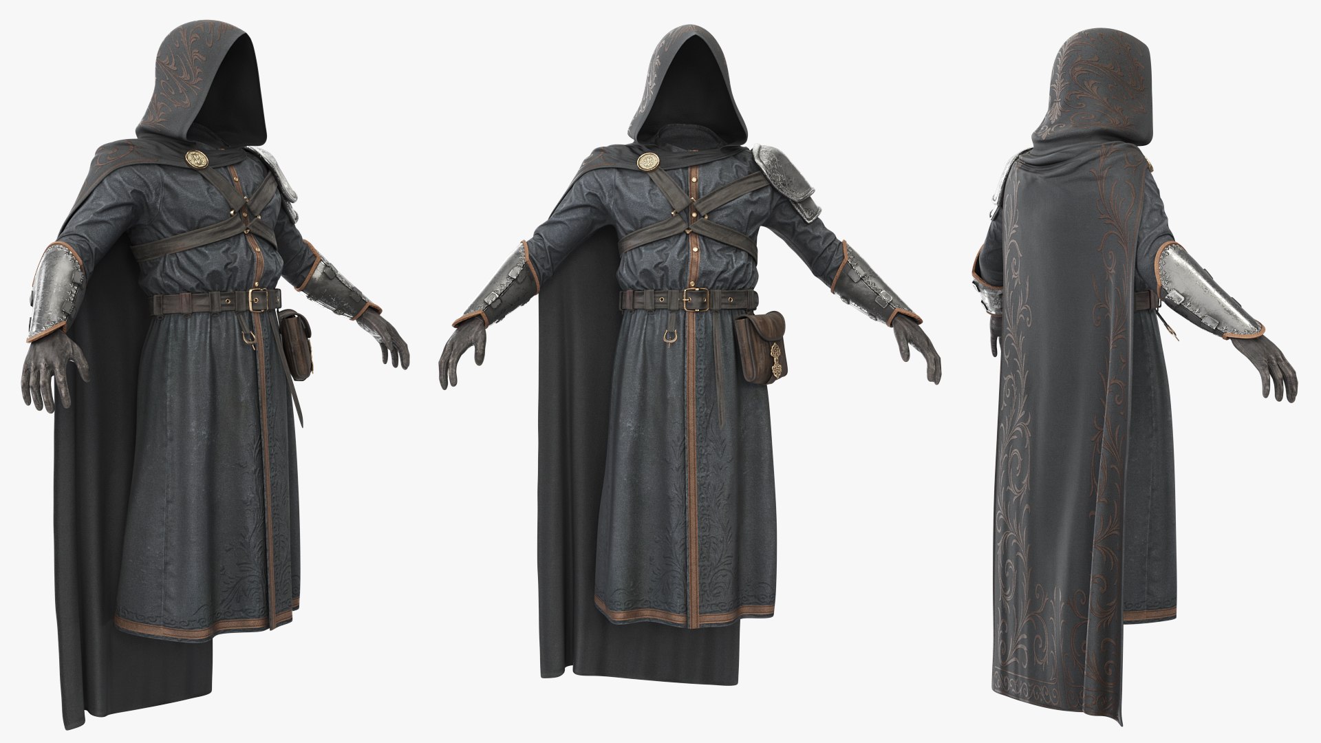 RPG Hooded Robe Armor Upper Body Outfit 3D - TurboSquid 2475467