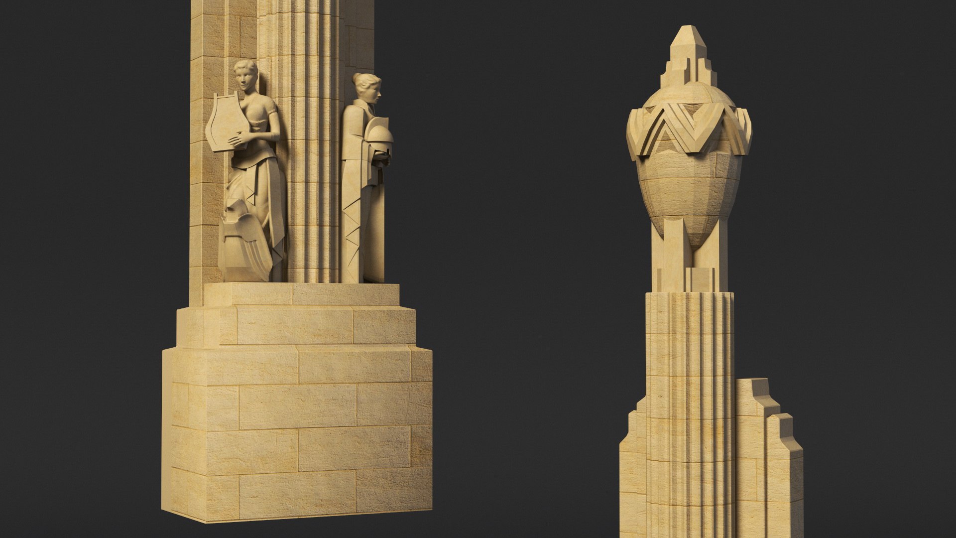 3D Hearst Towers Column with Statues model - TurboSquid 2134054
