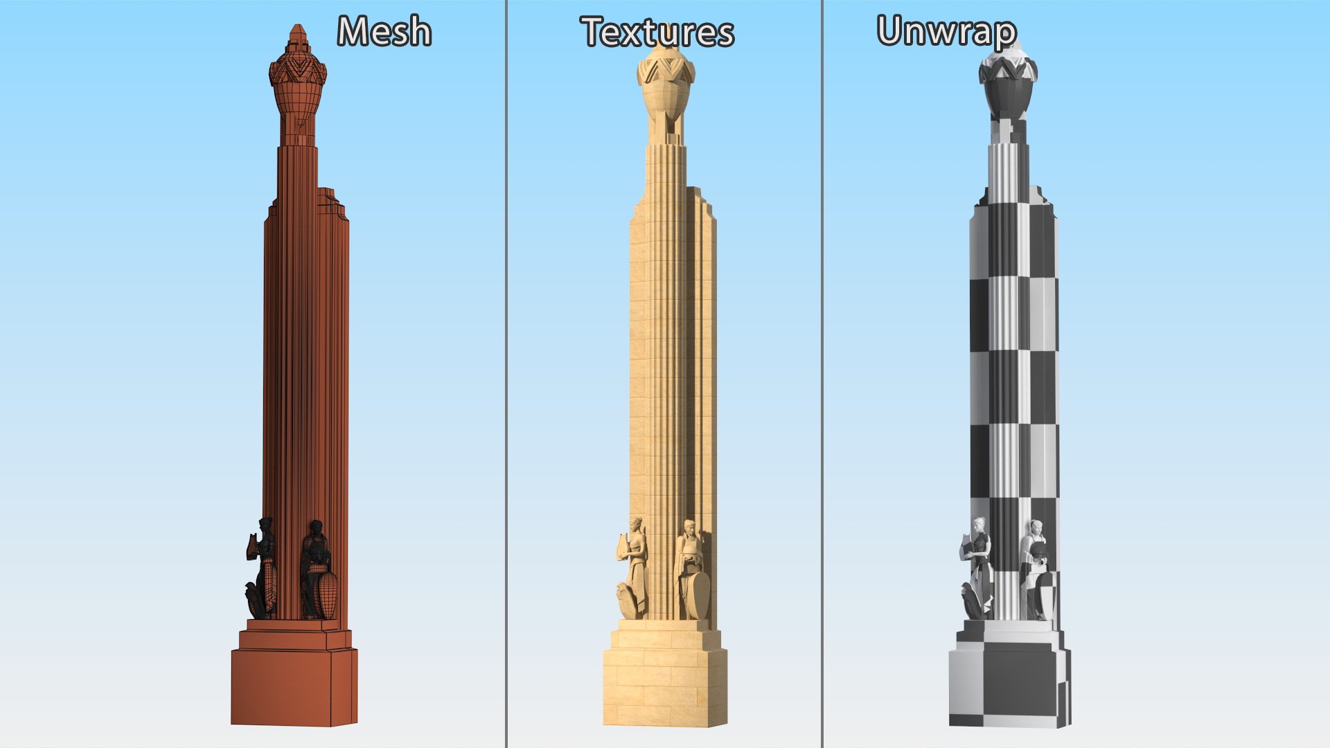 3D Hearst Towers Column with Statues model - TurboSquid 2134054