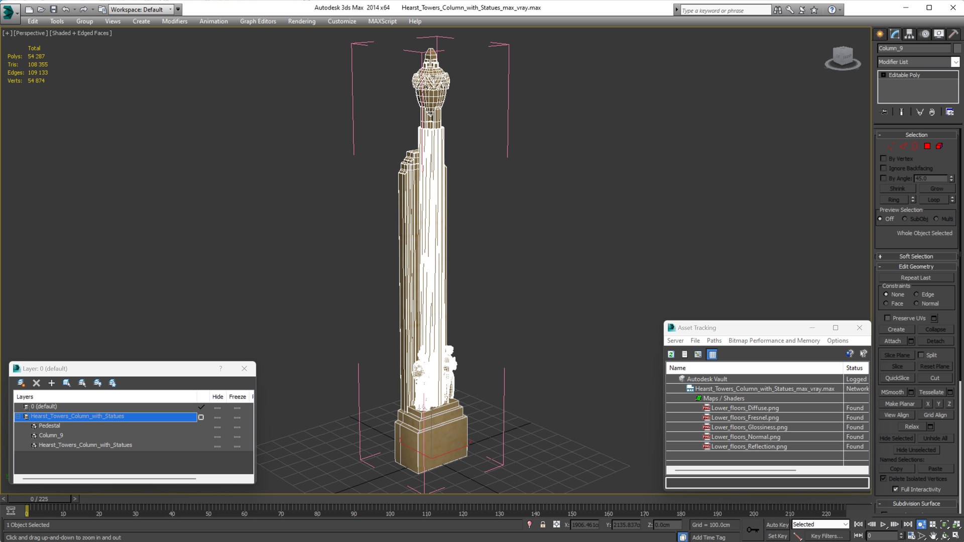 3D Hearst Towers Column with Statues model - TurboSquid 2134054