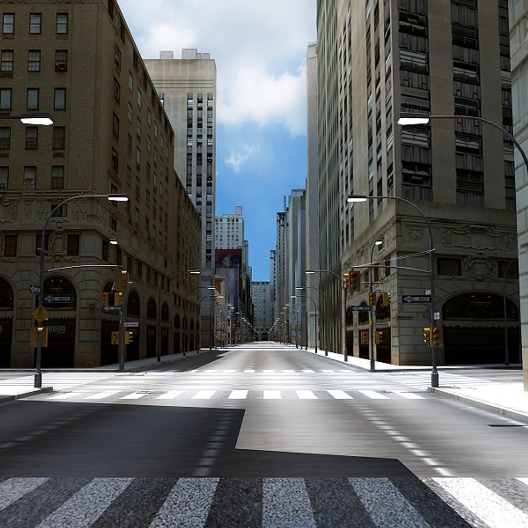 City Road Street Building 3d Model