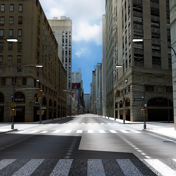 city road street building 3d model