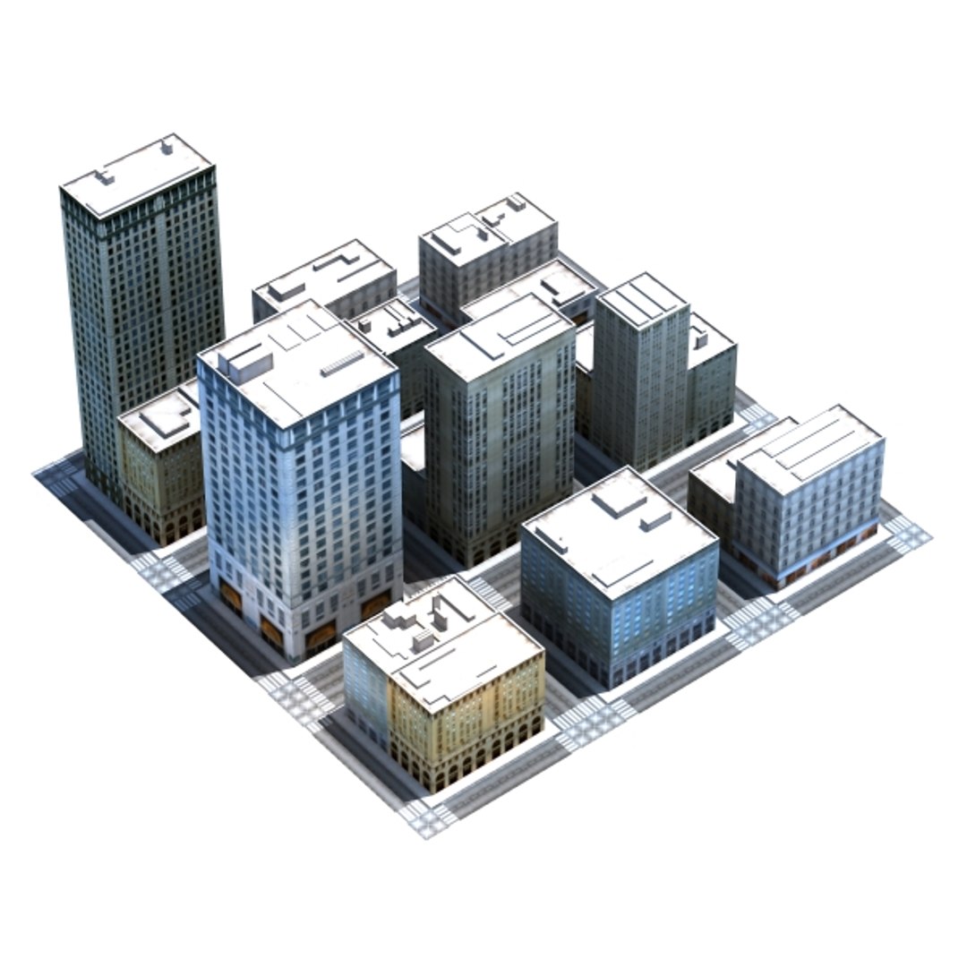 city road street building 3d model