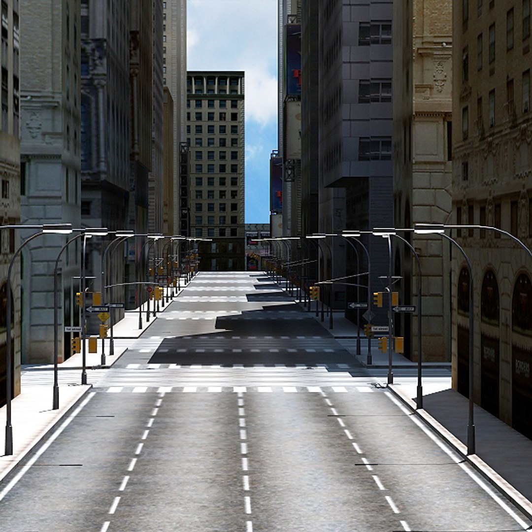 City Road Street Building 3d Model