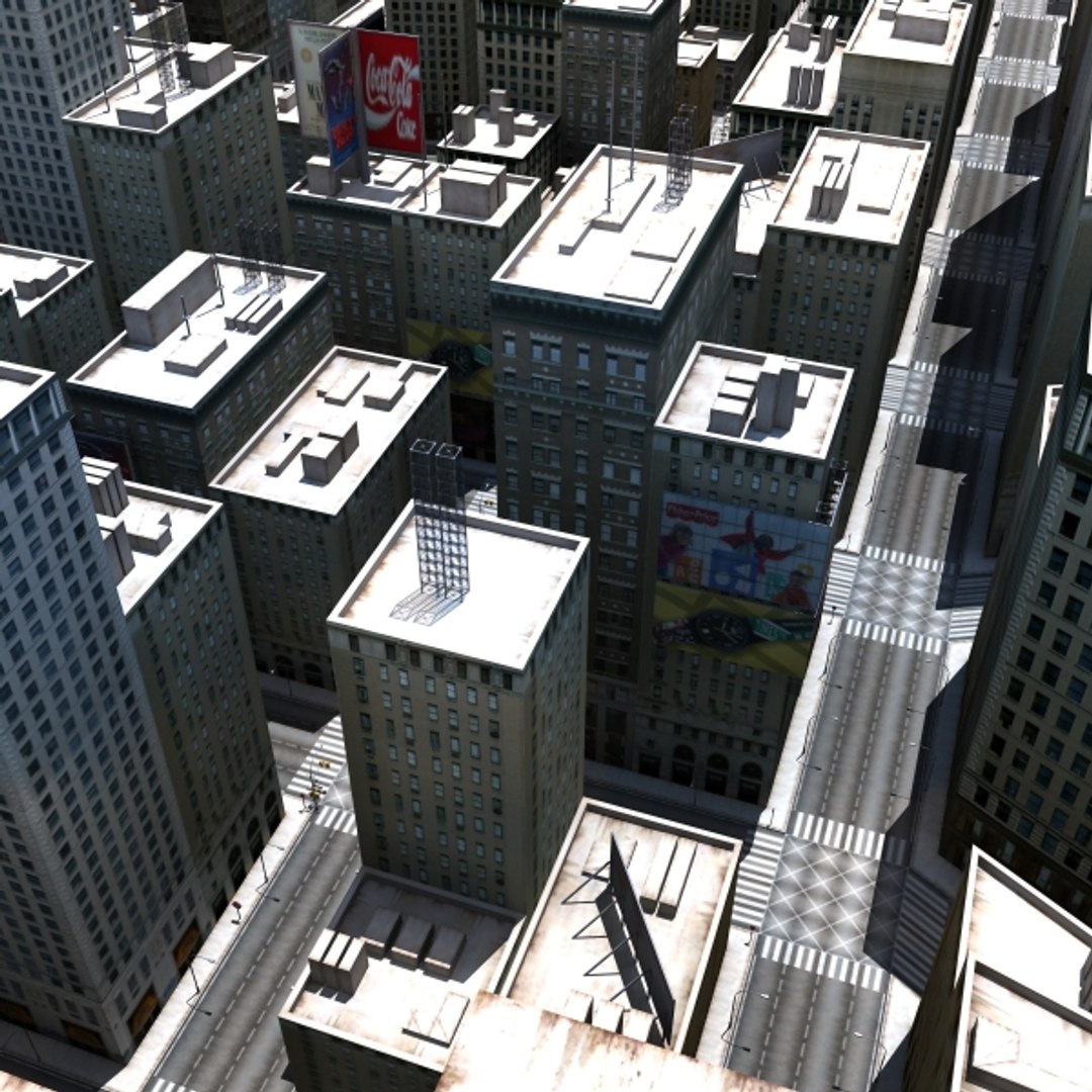 city road street building 3d model