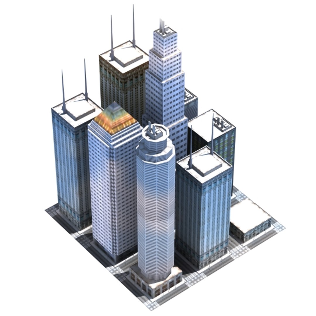 city road street building 3d model
