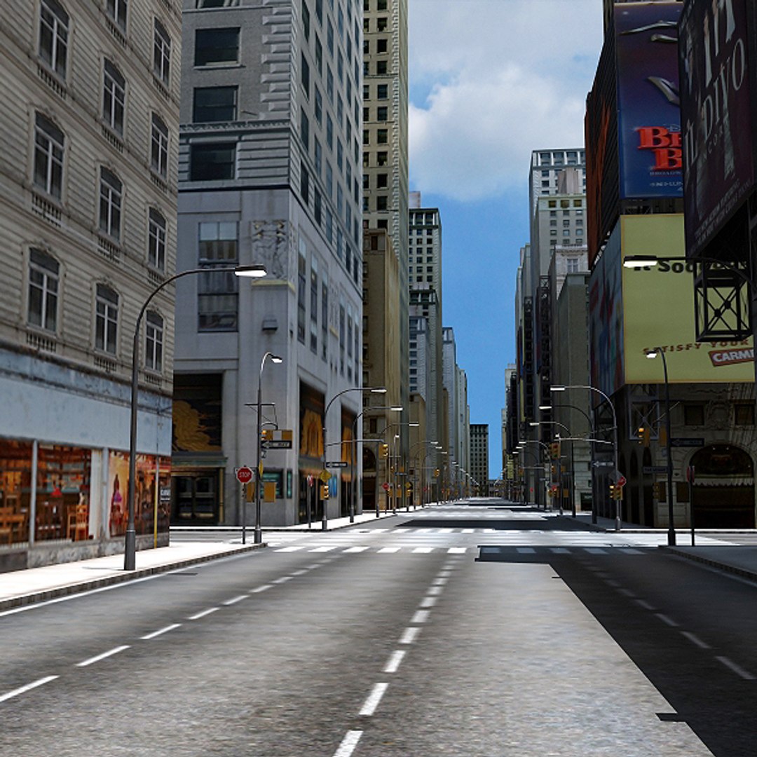 City Road Street Building 3d Model