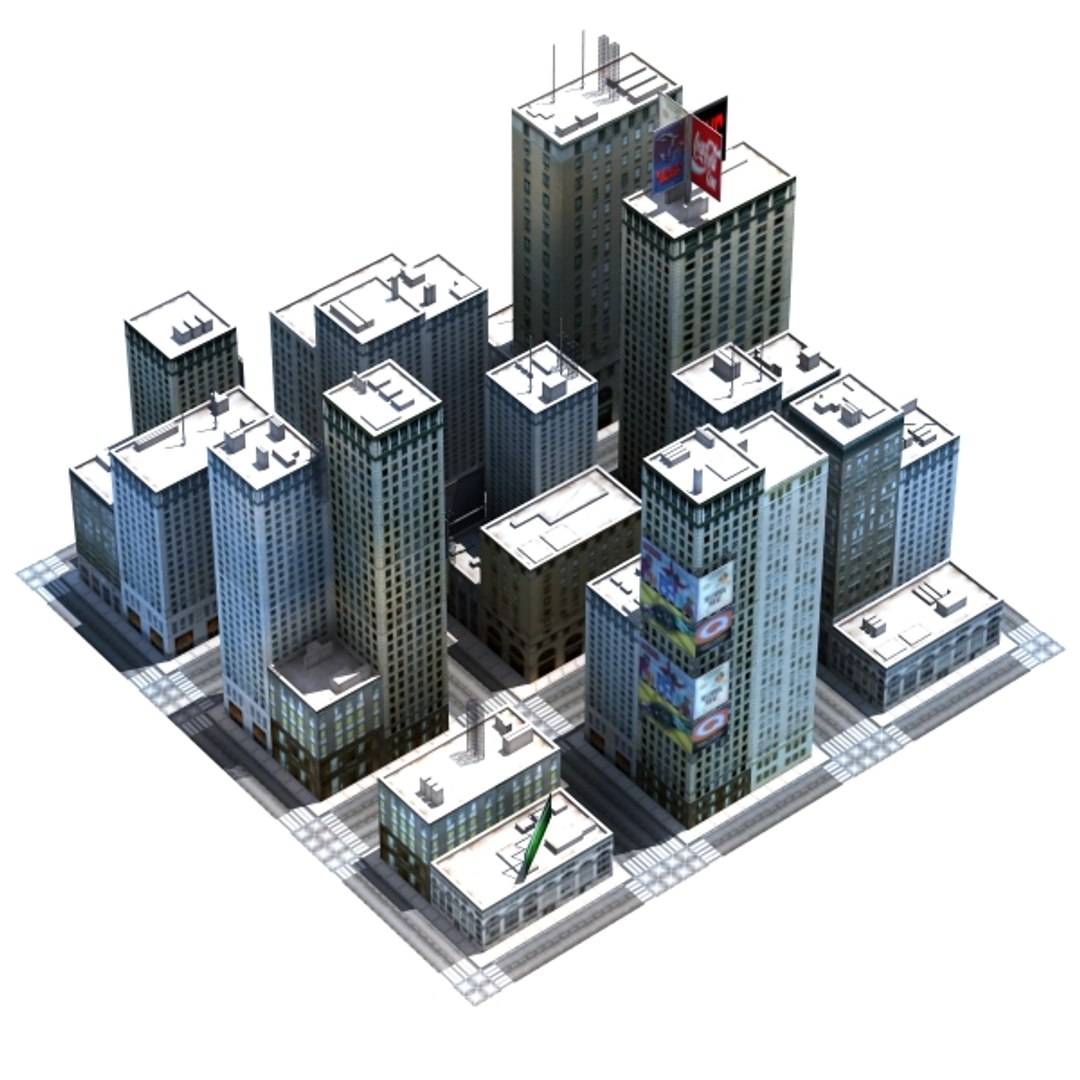 city road street building 3d model