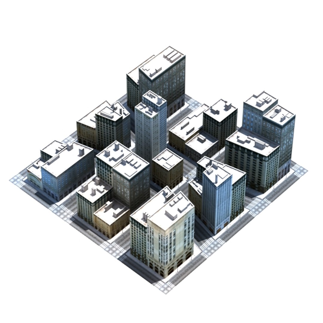 city road street building 3d model