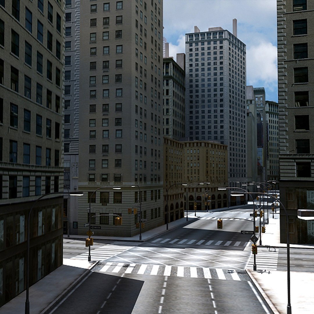 City Road Street Building 3d Model