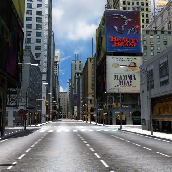 city road street building 3d model